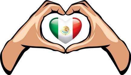 Mexican flag and hand on white background Vector Image