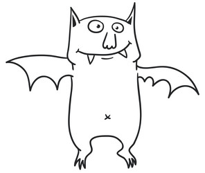 Cartoon funny fat bat flying halloween Royalty Free Vector