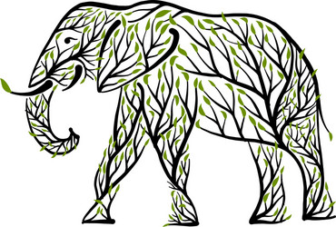 Elephant shape made from tree leaves save Vector Image