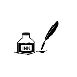 Feather pen ink icon isolated sign symbol Vector Image