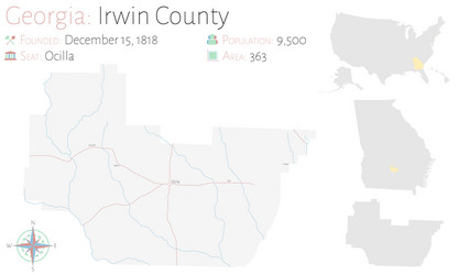 Map of irwin county in georgia Royalty Free Vector Image