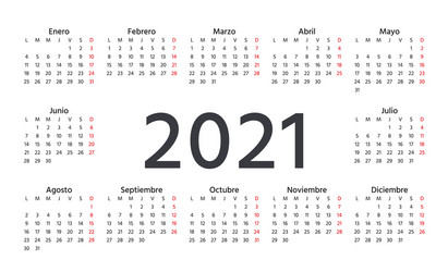 2021 spanish calendar template layout year Vector Image