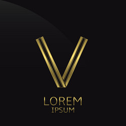 V golden gold feather letter logo icon design Vector Image