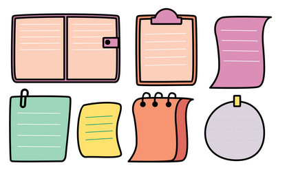 Hand drawn note paper doodle set sticky notes Vector Image