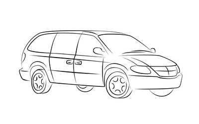 Sketch of a minivan Royalty Free Vector Image - VectorStock