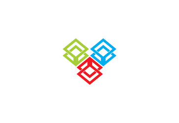 Modern logo of a stylized 3d cube cube isometric Vector Image