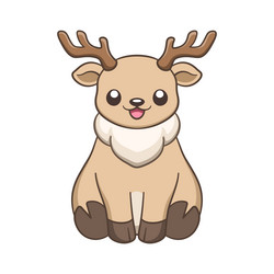 Cute happy chibi style sitting reindeer Royalty Free Vector