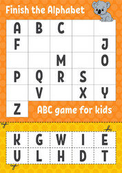 Finish the alphabet abc game for kids cut Vector Image