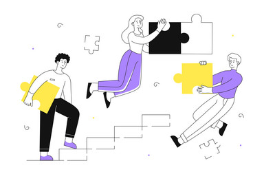 Cartoon color teamwork concept scene set Vector Image