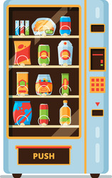 Vending machine cartoon snack and drinks selling Vector Image
