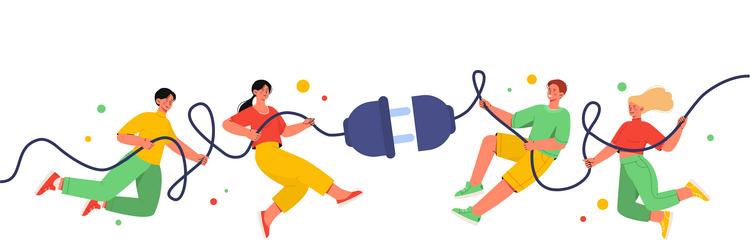 Cartoon color teamwork concept scene set Vector Image