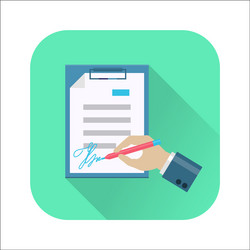 Flat document signing icon Royalty Free Vector Image