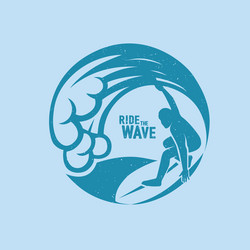 Surfing logo ride the wave surf rider Royalty Free Vector