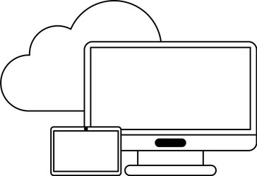 Cloud computing technology black and white Vector Image