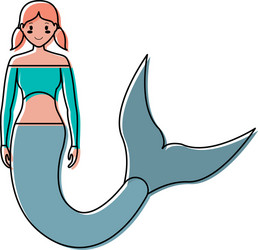 Mermaid with two hair tails Royalty Free Vector Image