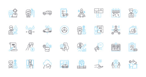 Operative linear icons set stealthy lethal Vector Image