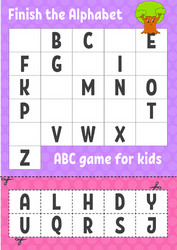 Finish the alphabet abc game for kids cut Vector Image