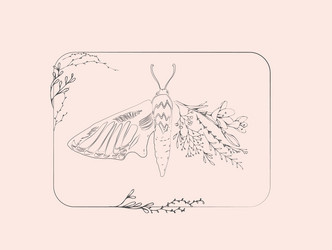 Half shape dragonfly with branch and flowers Vector Image