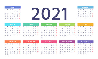 2021 spanish calendar template layout year Vector Image