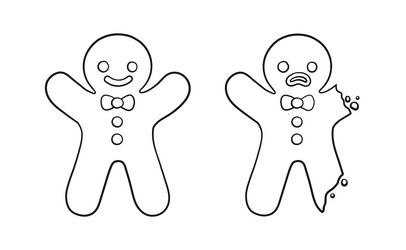 Gingerbread man and girl icon set simple Vector Image