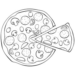 Slice of pizza line art Royalty Free Vector Image