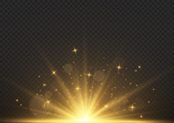 Star light gold sparkles sun rays flash sparks Vector Image