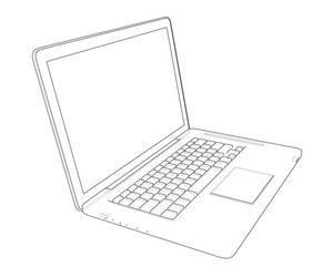 Laptop sketch open computer with blank screen Vector Image