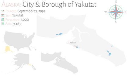 Map of city and borough yakutat in alaska usa Vector Image