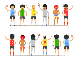Boy man group friendship sport golf tennis Vector Image