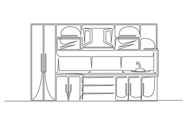 Interior sketch of kitchen room outline blueprint Vector Image