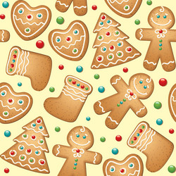 Gingerbread seamless pattern holiday gingerbreads Vector Image