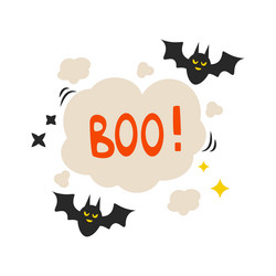 Halloween cartoon elements and lettering boo line Vector Image