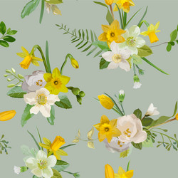 Seamless pattern floral background spring flowers Vector Image