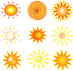 Sun with yellow rays Royalty Free Vector Image