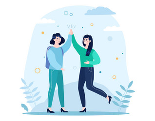 Friends doing high five big people team Royalty Free Vector