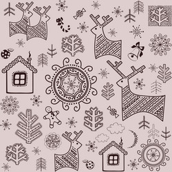 Retro winter birds pattern Royalty Free Vector Image