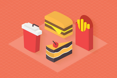Fast food 3d isometric flat set Royalty Free Vector Image