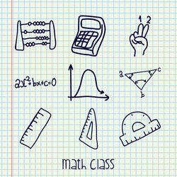 Math class lettering with formulas on a notebook Vector Image