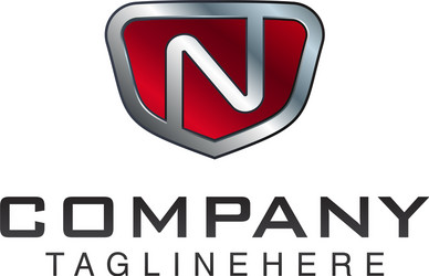 N letter shield logo template black and red color Vector Image