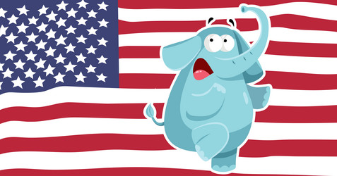 Elephant and donkey in usa flag colors Royalty Free Vector