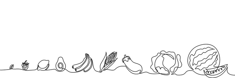 Continuous One Line Draw Vegetables Two Avocado Vector Image