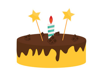 Cute birthday cake icon with candles design Vector Image