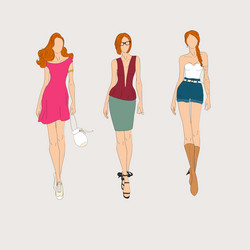 Fashion models representing a new collection Vector Image