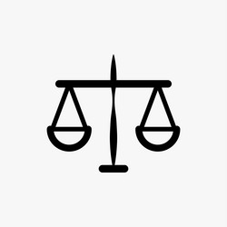 Justice scale icon white background Royalty Free Vector