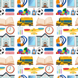 Seamless background design with school items Vector Image