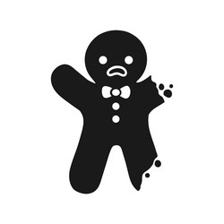 Sad gingerbread man and girl with bite icon Vector Image