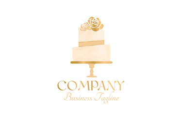 Gold cake logo design Royalty Free Vector Image