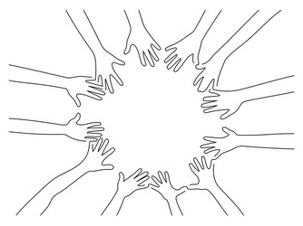 Group friends having fun line drawing Royalty Free Vector