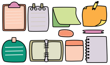 Hand drawn note paper doodle set sticky notes set Vector Image