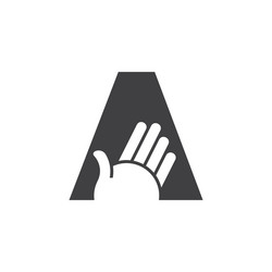 Letter a hand greeting gesture logo Royalty Free Vector